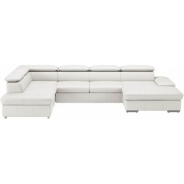 Sit & More sit&more Wohnlandschaft &raquo;Valantine U-Form, B: 349 cm&laquo; mit Arm- & Kopfteilverstellung, optional mit Schlaffunktion wei&szlig; NaturLEDER ;Spannstoff B/H/T: 