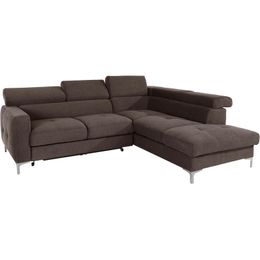 COTTA Ecksofa &raquo;Sammy L-Form&laquo; mit Kopfteilverstellung, wahlweise mit Schlaffunktion & Bettkasten braun Struktur (100% Polyester );Chenille (90% 