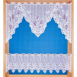 Weckbrodt-Gardinen Scheibengardine &raquo;Eva&laquo; Stangendurchzug 1 Stk. tlg. Bistro, Jacquard, floral, 2teiliges Set, Gardine, Store wei&szlig; Jacquard, Polyester 60cm, 