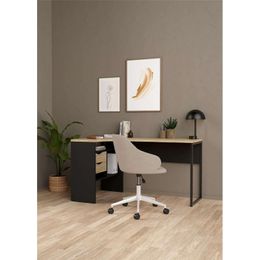 Home Affaire Eckschreibtisch &raquo;Plus&laquo; Schreibtisch mit vielen Stauraumm&ouml;glichkeiten, Gestell aus Metall schwarz B/H/T: 145,1cm x 76,8cm x 81cm