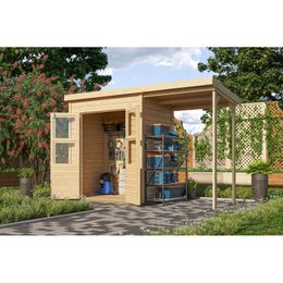 Konifera Gartenhaus &raquo;Akamaru 2&laquo; inkl. Anbaudach braun Massivholz ohne Fu&szlig;boden, ohne Dacheindeckung