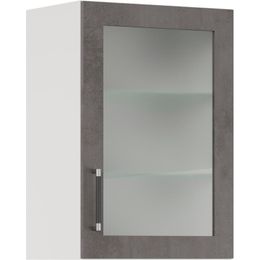 IMPULS K&Uuml;CHEN Glash&auml;ngeschrank &raquo;"Prag", Breite 50 cm&laquo; mit Glasdreht&uuml;r grau Dekorfolie, Glas, Holzwerkstoff Space Grey, B/H/T: 50cm x 72,3cm x 34,2cm, 