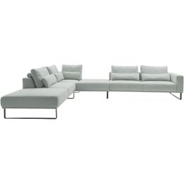 Musterring Ecksofa &raquo;JustB! PM100 bequem, modern, elegant und viel Platz, bodenfrei&laquo; mit Zwischenhocker, wahlweise mit Funktion und Kissen, Ma&szlig;e 290 x 308 gr&uuml;n 85