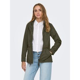 Only Damen Only Parka &raquo;ONLLORCA LIFE CANVAS PARKA CC OTW&laquo; mit Kapuze mit Kordelzug in der Taille gr&uuml;n S
