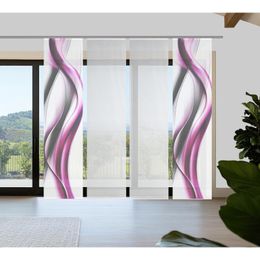 Vision S Schiebegardine &raquo;CARA&laquo; Paneelwagen 4 Stk. tlg. Schiebevorhang,Bambusoptik,Digitaldruck,SET rosa Polyester 260cm, Paneelwagen, 60cm