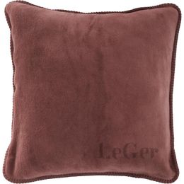 LeGer Home by Lena Gercke Dekokissen &raquo;Anisa&laquo; mit modernem Schriftzug, Kissenh&uuml;lle ohne F&uuml;llung, 1 St&uuml;ck 50x50 cm braun Baumwolle, Polyacryl, Polyester