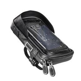Hama Smartphone-Halterung &raquo;Handy Fahrrad und Motorradtasche, 360 Grad drehbar, wasserabweisend&laquo; bis 16 cm Zoll schwarz Nylon Ein Klick: Mit nur einem 