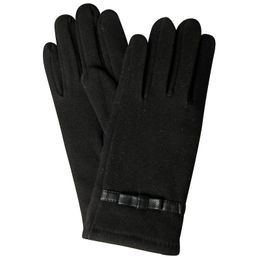 Capelli New York Damen Strickhandschuhe mit Zierschleife, Metall-Logo, Feinstrick schwarz Einheitsgr&ouml;&szlig;e