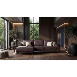 OTTO home Ecksofa &raquo;OLAND Luxus-Microfaser L-Form, B: 280 cm, Skandi-Design&laquo; L-Form, 280 cm, Wellenunterfederung, Skandi-Design, Metallf&uuml;&szlig;e braun 