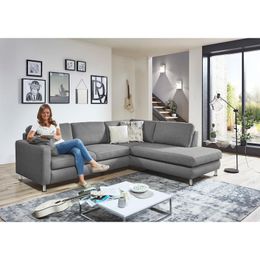 Die PlanBar Ecksofa &raquo;MP-IN19027 L-Form&laquo; wahlweise mit Schlaffunktion, mit Kaltschaum grau 100% Polyester B/H/T: 261cm x 82cm x 220cm, Microfaser, 