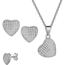 Firetti Damen Ohrring und Ketten Set &raquo;Multipack Schmuck Geschenk Silber 925 Ohrstecker Halskette Herz&laquo; (Set, 4 Stk. tlg.) Made in Germany - mit 