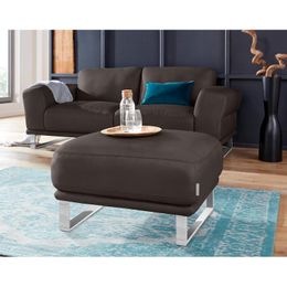 W.Schillig Hocker &raquo;montanaa&laquo; mit Metallkufen in Chrom gl&auml;nzend, Breite 71 cm braun B/H/T: 71cm x 42cm x 71cm, Longlife Xtra-Leder Z59