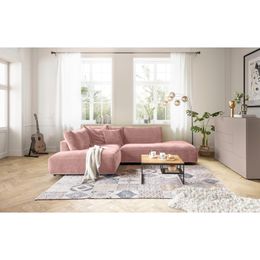 Musterring Ecksofa &raquo;Lucia bequem, elegant & zeitlos, elegante Sofa ohne Armlehnen&laquo; mit gro&szlig;em Longchair, verschiedene Farben, B304 x T224 cm rosa 100% Polyester 