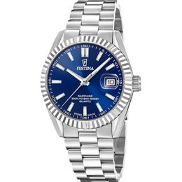 Festina Unisex Quarzuhr &raquo;Classic Steel&laquo; Armbanduhr, Damenuhr, Herrenuhr, Swiss Made, Edelstahlarmband, analog Einheitsgr&ouml;&szlig;e