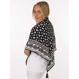 Zwillingsherz Damen Dreieckstuch &raquo;"Geometric Paisley"&laquo; geometrisches Muster mit Paisley, Tasseln, gl&auml;nzende Oberfl&auml;che Einheitsgr&ouml;&szlig;e