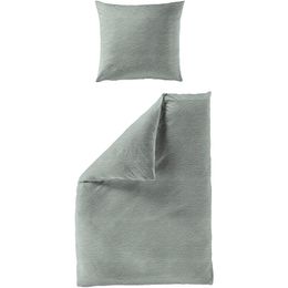 Bierbaum Bettw&auml;sche &raquo;Chic Uni&laquo; 2 Stk. Schickes Unidesign: Modern und elegant f&uuml;r jedes Schlafzimmer gr&uuml;n Seersucker, Obermaterial: 100% Baumwolle B/L: