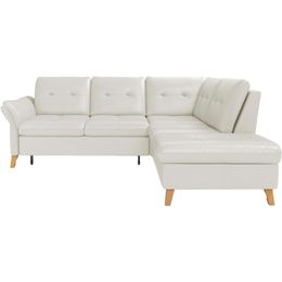 Sit & More sit&more Ecksofa &raquo;G&ouml;teborg&laquo; inkl. Sitztiefenverstellung, wahlweise mit Bettfunktion & Bettkasten wei&szlig; B/H/T: 250cm x 90cm x 226cm, NaturLEDER Stoff, 