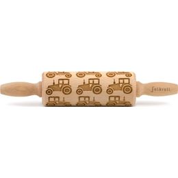 Folkroll Teigroller &raquo;3D-Motiv-Teigrolle&laquo; Traktor braun Massivholz 23cm