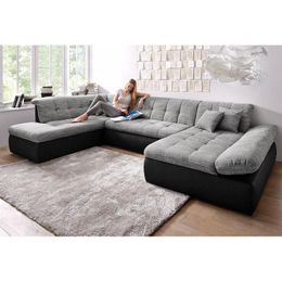 DOMO collection Wohnlandschaft &raquo;MORIC 353x216x80 cm, mit viel Platz, U-Form, auch in Cord&laquo; im XXL-Format, wahlweise mit Bettfunktion und 