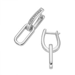 Firetti Damen Paar Creolen &raquo;Schmuck Geschenk Silber 925 Ohrschmuck Ohrringe Behang ovalf&ouml;rmig&laquo; mit Zirkonia (synth.) Silber 925 (Sterlingsilber)