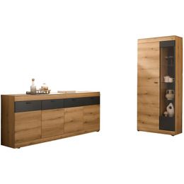 Home Affaire Wohnwand &raquo;Soleto, zeitlose Anbauwand, Komplettset im modernen Stil&laquo; Komplett-Set, 2 Stk. tlg. braun Einheitsgr&ouml;&szlig;e