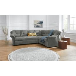 DOMO collection Ecksofa &raquo;SARAFINA 240x190 cm, auch mit Federkern f&uuml;r mehr Sitzkomfort!&laquo; whlw. mit Bettfunktion, elegantes Design, L-Form grau 