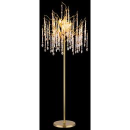 Globo LIGHTING Stehlampe &raquo;GLORIA&laquo; E14 1 Stk. Stehlampe in Gold matt mit warmem Kristalllicht 5, &Oslash; 55cm H: 165cm, 1 Stk.