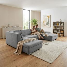 OTTO home Wohnlandschaft &raquo;Torrnby 360 x 201 cm, mit Steppungen, modern & stabil&laquo; mit Schlaffunktion, U-Form, aus Pet Friendly Bezug grau 100% 