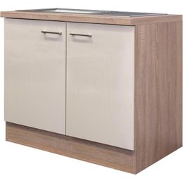Flex-Well Sp&uuml;lenschrank &raquo;Nepal&laquo; (B x H x T) 100 x 85/86 x 60 cm, inkl. Einbausp&uuml;le braun Holzwerkstoff Sonoma Eiche, B/H/T: 100cm x 86cm x 60cm, T&uuml;ren: 2 Stk.