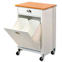 Kesper K&uuml;chenwagen &raquo;Rollwagen inkl. Abfalleimer&laquo; 1 Stk. tlg. Abfalleimer entnehmbar braun Holzwerkstoff B/H/T: 50cm x 79cm x 37cm