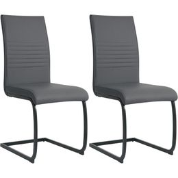 M&ouml;bilia Freischwinger (Set) 2 Stk.mit Wellenunterfederung grau Metall, Polyurethan B/H/T: 42cm x 97cm x 59cm, 2 Stk., Kunstleder Lederoptik, Bezug grau