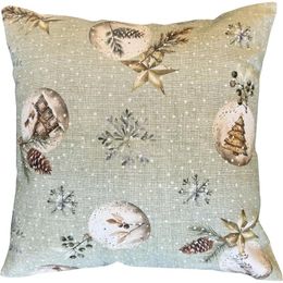 Home Wohnideen Dekokissen &raquo;FELIZ NAVIDAD&laquo; mit F&uuml;llung, Dekostoff bedruckt gr&uuml;n Baumwolle, Polyester B/L: 50cm x 50cm, 1 Stk.