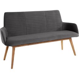 OTTO products Sitzbank &raquo;Alessja&laquo; 1 Stk. tlg. Breite 160 cm, Bezug aus Microfaser, Gestell aus Eiche Massivholz grau Holzwerkstoff, Massivholz, 