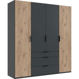 wimex Dreht&uuml;renschrank &raquo;Burgos by fresh to go&laquo; mit extra gro&szlig;en Schubladen grau Holzwerkstoff B/H/T: 200cm x 216cm x 58cm, Schubladen: 3 Stk. T&uuml;ren: 4 Stk.