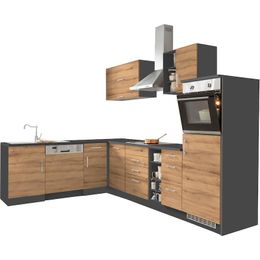 KOCHSTATION Winkelk&uuml;che &raquo;KS-Colmar&laquo; mit E-Ger&auml;ten, Stellbreite 210/300 cm grau B/H/T: 210cm x 300cm