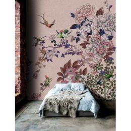Livingwalls living walls Vliestapete &raquo;Kolibri-Tapete florales Muster &ndash; V&ouml;gel & Blumen&laquo; matt glatt bunt Vlies B/L: 2,7m x 4m, Rollen: 1