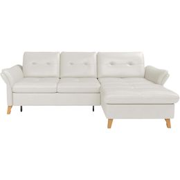 Sit & More sit&more Ecksofa &raquo;G&ouml;teborg&laquo; Sitztiefenverstellung und Federkern, wahlweise mit Bettfunktion wei&szlig; B/H/T: 268cm x 90cm x 176cm, NaturLEDER Stoff, 