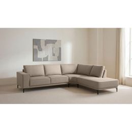 OTTO home Ecksofa &raquo;Casina&laquo; mit abgerundeter Ottomane, in einem weichen Chenille-Stoff beige 100% Polyester B/H/T: 287cm x 85cm x 239cm, Webstoff, 