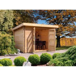 Karibu Gartenhaus &raquo;Schlo&szlig;see 3&laquo; terragrau oder natur beige Holzwerkstoff ohne Fu&szlig;boden, ohne Dacheindeckung