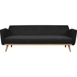 Salesfever Schlafsofa &raquo;Komfortables Sofa zum Entspannen&laquo; Knopfheftung an der R&uuml;ckenfl&auml;che schwarz Strukturstoff fein (100% Polyester) B/H/T: 212cm x 