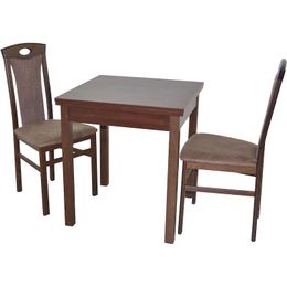 HOFMANN LIVING AND MORE Essgruppe &raquo;3tlg. Tischgruppe&laquo; Spar-Set, 3tlg. Tischgruppe, 3 Stk. tlg. St&uuml;hle montiert braun FSC -zertifiziertes Massivholz B/