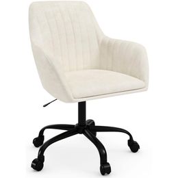 OTTO home B&uuml;rostuhl &raquo;Perry2&laquo; () eleganter Samtstuhl, schwarzes Drehkreuz,Polsterung in L&auml;ngsnaht-Optik beige Stoff B/H/T: 58cm x 88cm x 60cm, 