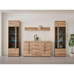 Home Affaire Wohnwand &raquo;Cantara, Anbauwand, Wohnzimmer-Set, in Eiche Evoke, Wei&szlig; oder Kaschmir&laquo; Set braun Holzwerkstoff B/H/T: 290cmcm x 270cmcm x 