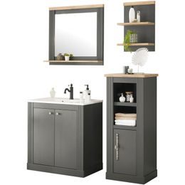 OTTO home Badm&ouml;bel-Set &raquo;WESTMINSTER, Bad im Landhausstil, 2-teiliges Badezimmer&laquo; 4 Stk. tlg. grau B/H/T: 150cmcm x 200cmcm x 46cmcm