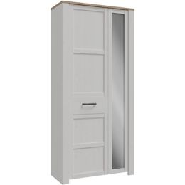 FORTE Garderobenschrank &raquo;Garderobenschrank, H&ouml;he 205,4cm, Spiegel, Soft Close, Push to Open&laquo; B/H/T 94,4/205,4/42 cm wei&szlig; Riviera Eiche / Sibiu L&auml;rche 