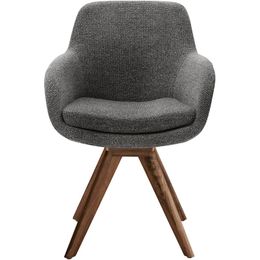 Musterring Esszimmerstuhl &raquo;Tavia&laquo; (Set) 2 Stk.Stativgestell Wildnussbaum, Drehfunktion optional, diverse Farben grau B/H/T: 62cm x 86cm x 66cm, 2 Stk., Chenille,