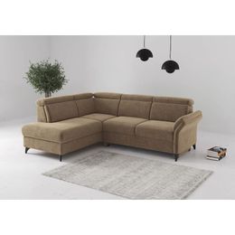 Sit & More sit&more Ecksofa &raquo;Glendale, L-Form&laquo; inkl. Kopfteilverstellung, wahlweise mit Vorziehsitz und Bettkasten braun 100% Polyester B/H/T: 247cm x 84cm x 