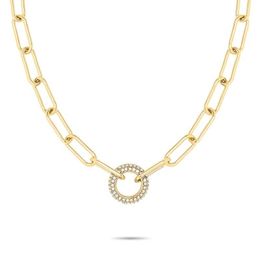 Tamaris Damen Gliederkette &raquo;Schmuck Geschenk Edelstahl Halskette mit Glitter Donut&laquo; mit Glasstein gold Edelstahl, L: 45 B: 1,7mm