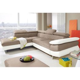 COTTA Ecksofa &raquo;Solution L-Form&laquo; mit Arm- & Kopfteilverstellung, wahlweise mit Schlaffunktion wei&szlig; B/H/T: 279cm x 73cm x 228cm, Kunstleder SOFTLUX 