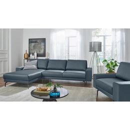 Creation BY ROLF BENZ Ecksofa &raquo;CR.450, Designecksofa, L-Form&laquo; Armlehne breit und niedrig, Alugussf&uuml;&szlig;e in umbragrau, Breite 274 cm blau Luxus-